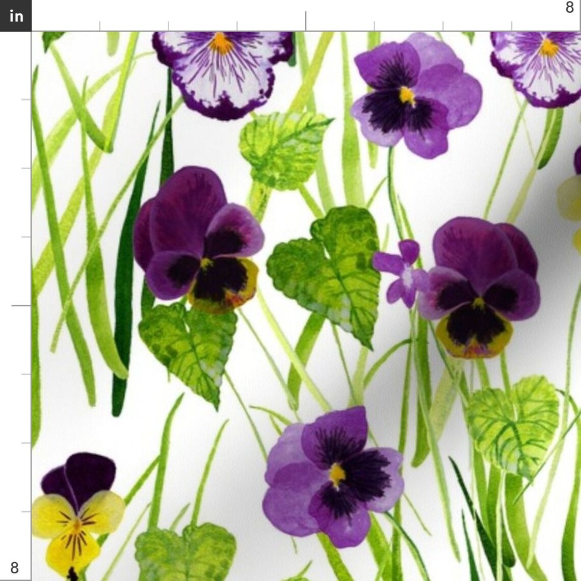 Pansy Fabric Pansies White by Katebillingsley Spring Flower - Etsy