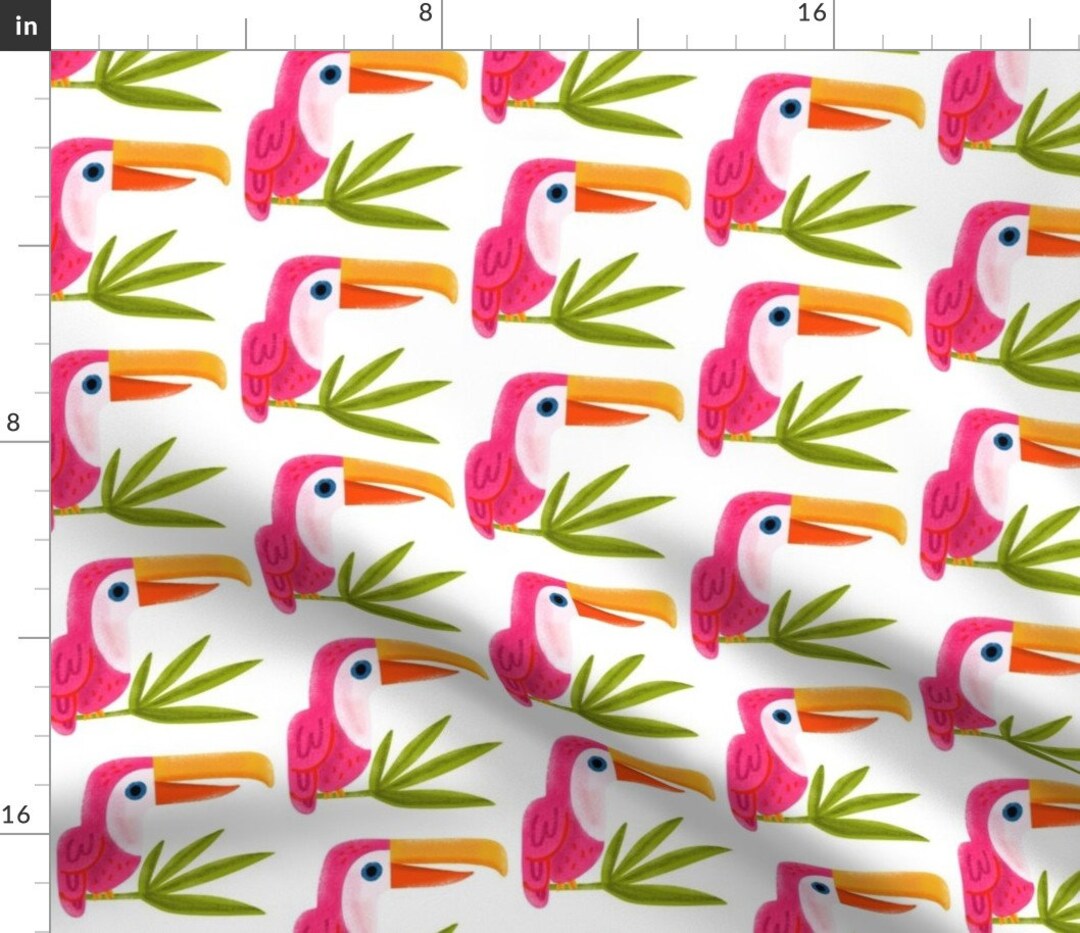 Tropical Toucan Fabric Pink Toucan by Ellolovey Tropical Modern ...