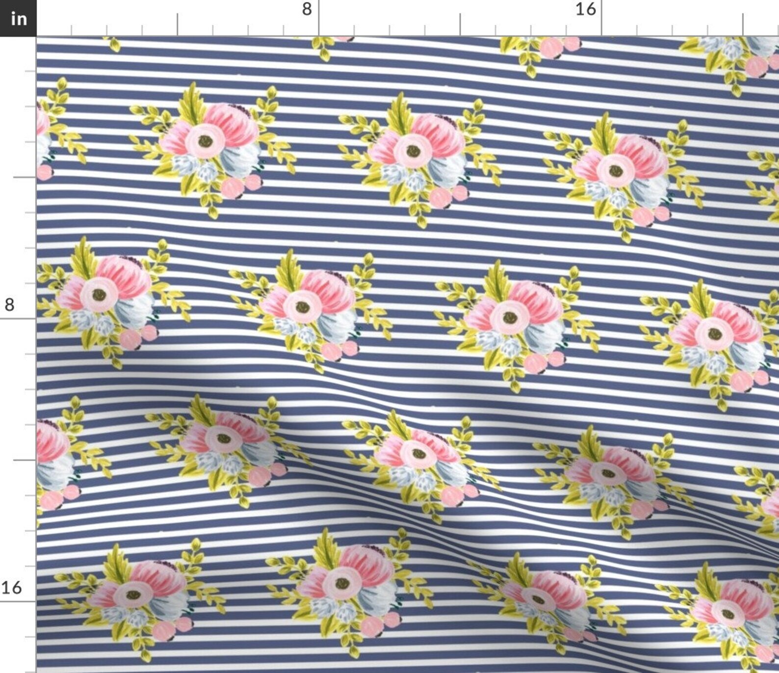 Horizontal Stripe Floral Fabric Horizontal Stripe Floral | Etsy