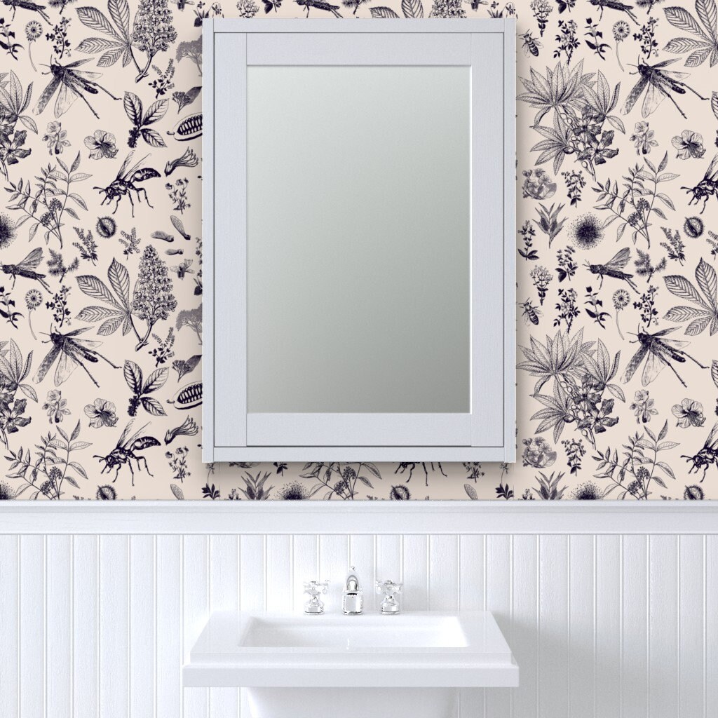Botanical Insect Wallpaper Insect Garden Retro by | Etsy