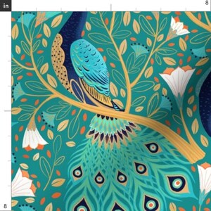 Aqua Peacock Upholstery Fabric Blue Peacock by Michaelzindell ...