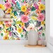 Bold Floral Wallpaper - Bright Blooms Painted Floral by Theartwerks ...
