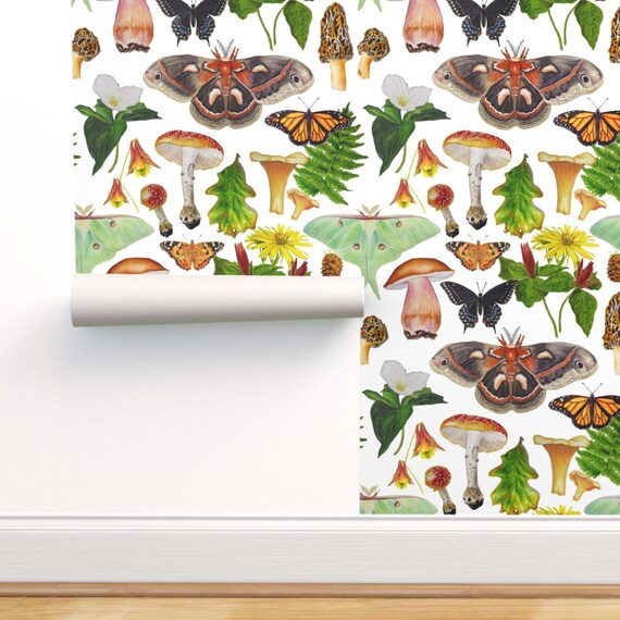 Forestry Wallpaper Forest Elements by Redbriarstudio Green | Etsy