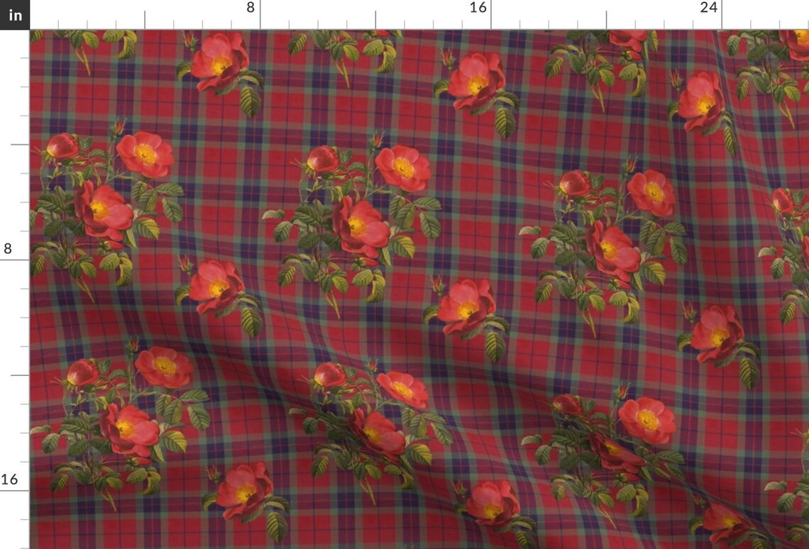 Tartan Fabric - Bonny Lass of Fraser by Lilyoake - Tartan Rose Plaid ...