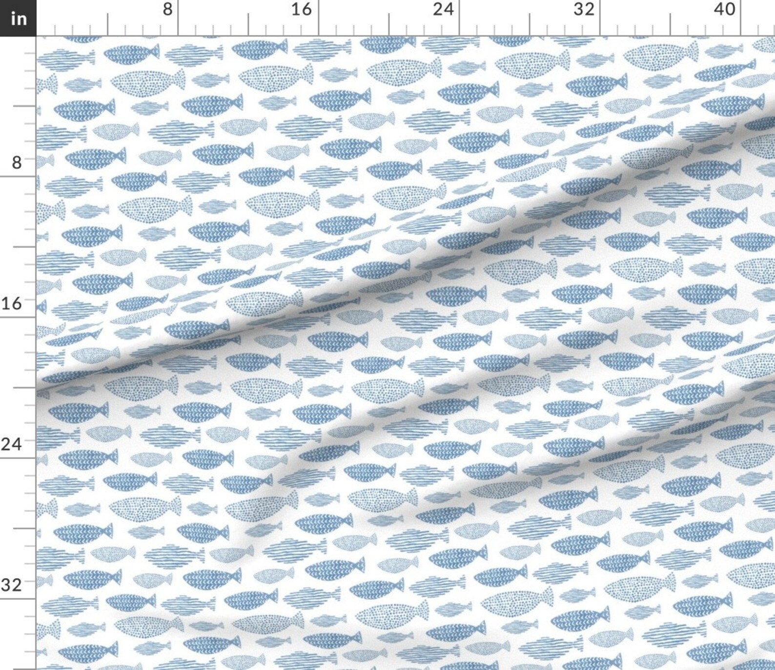 Watercolor Fabric Blue Fish in Watercolor by Tasiania - Etsy
