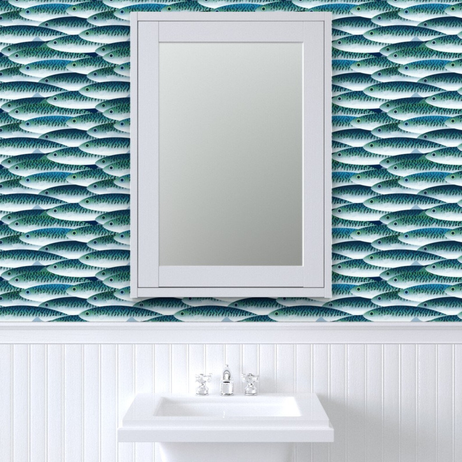 Fish Wallpaper Sea by Spellstone Fish Blue Scales - Etsy