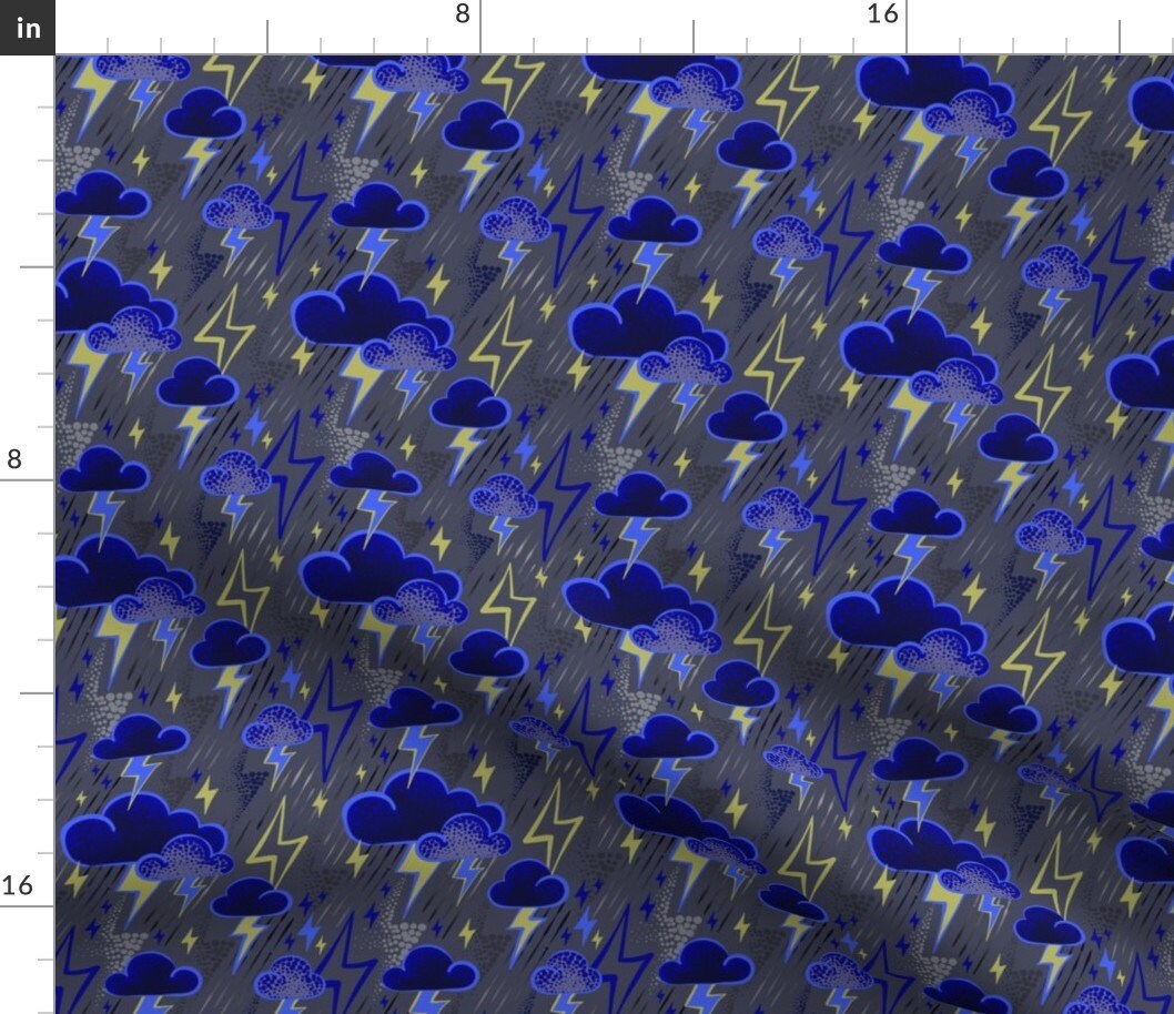 Lightning Storm Fabric Lightning Grey/blue by Andreaalice - Etsy