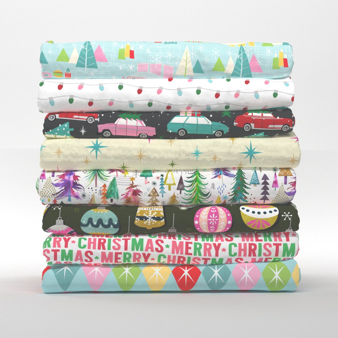 Christmas Cotton Fat Quarters - Maximalist Retro Colorful Seasonal ...