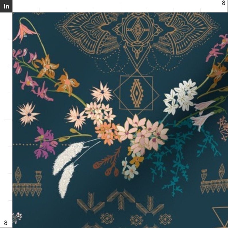 Bohemian Fabric Sheba Hanging Gardens teal Large by | Etsy