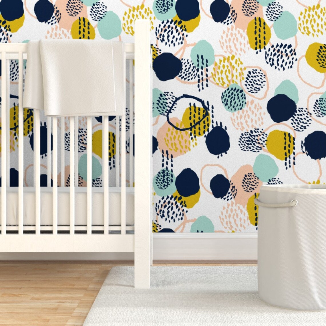 Mod Dot Wallpaper Abstract Painted Dotsfabric by | Etsy