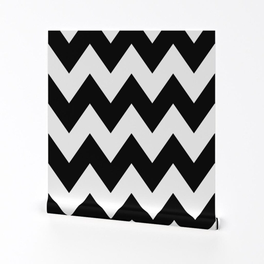 Black Chevron Wallpaper - Chevron Xl by Misstiina- Zigzag Nursery Decor ...