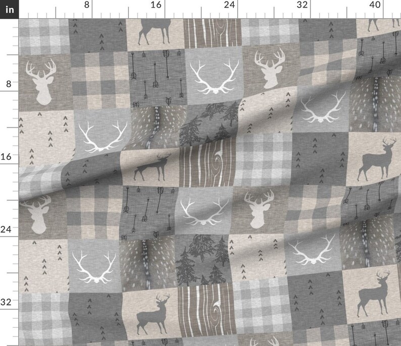 Rustic Woodland Gray Quilt Fabric Rustic Woodland Cheater - Etsy