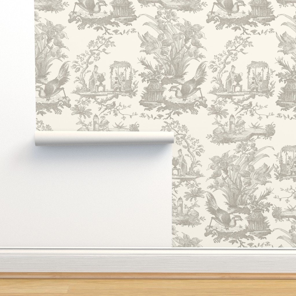 Chinoiserie Wallpaper Chinoiserie Toile by - Etsy