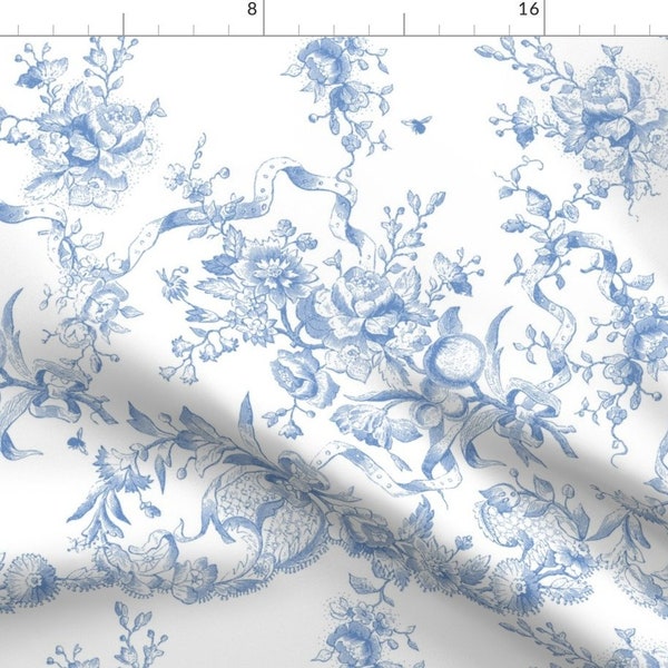 Light Blue Toile Fabric - Etsy