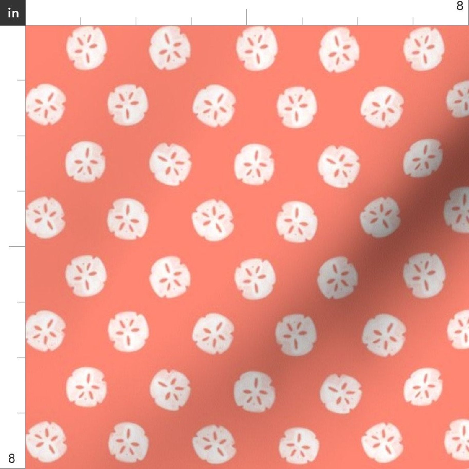 Coral Sand Dollar Fabric Sandollars Coral by Jillbyers | Etsy