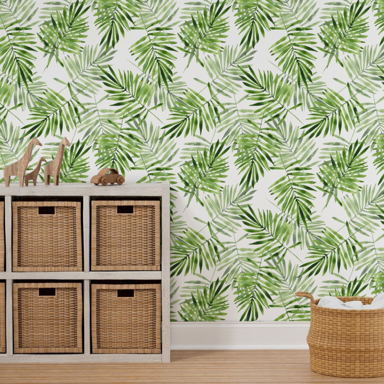 Palm Leaves Wallpaper Green Palm Leaves by Gribanessa Palm - Etsy