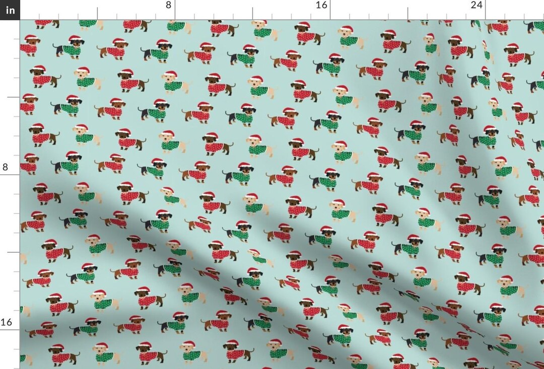 Doxie Santa Fabric - Doxie Christmas Cute Dachshunds in Sweaters by ...