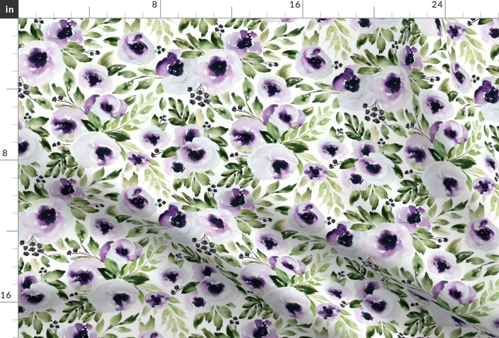 Violet Watercolor Fabric - Violets in Bloom by Northeighty - Violet ...