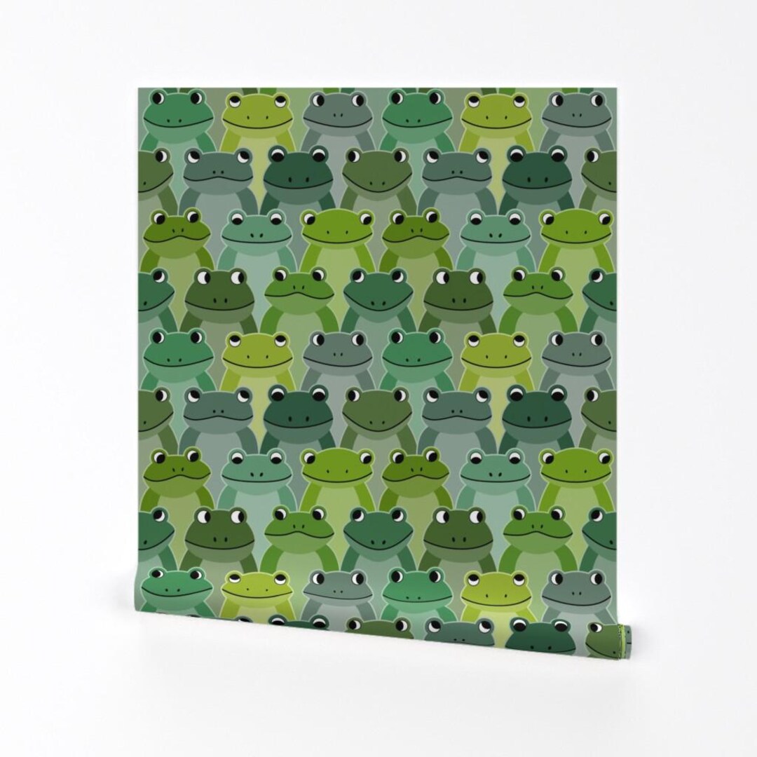 Green Frogs Wallpaper Friendly Frogs by Dunnspun Whimsical Cute Mint ...