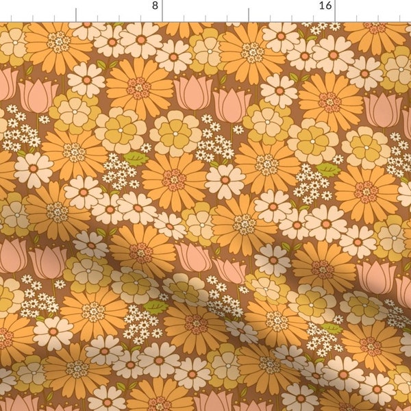 Orange Floral Fabric - Etsy