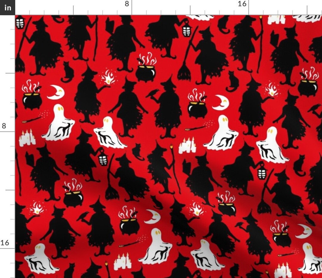 Silhouette Fabric Coven in Red by Pond Ripple Silhouette - Etsy