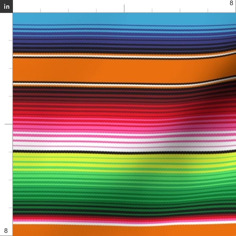 Mexican Style Stripe Fabric Orange Mexican Serape Stripes by - Etsy
