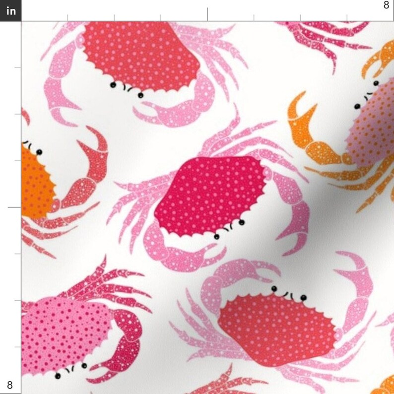 Pink Beach Summer Crabs Ocean Pattern Fabric Crabs Pink - Etsy