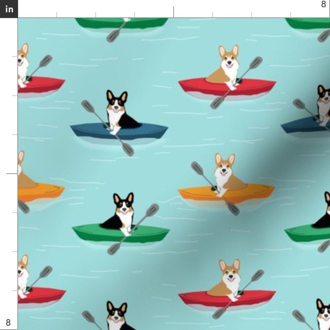 Corgi Kayak Fabric Corgis in Kayaks Outdoors Dog Boats | Etsy