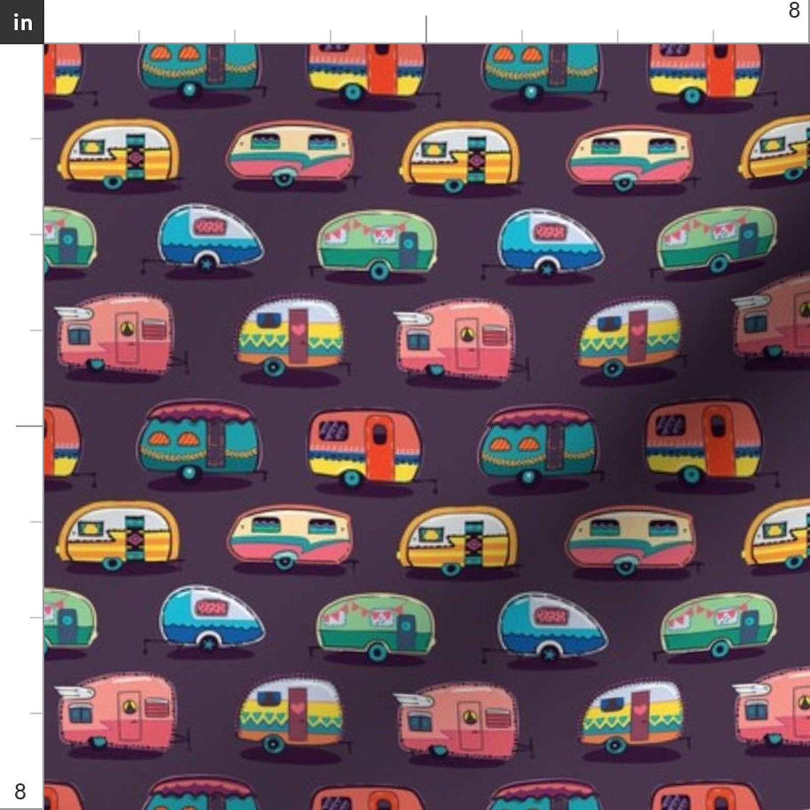 Camper Fabric Happy Camper by Penguinhouse Camper Cotton - Etsy