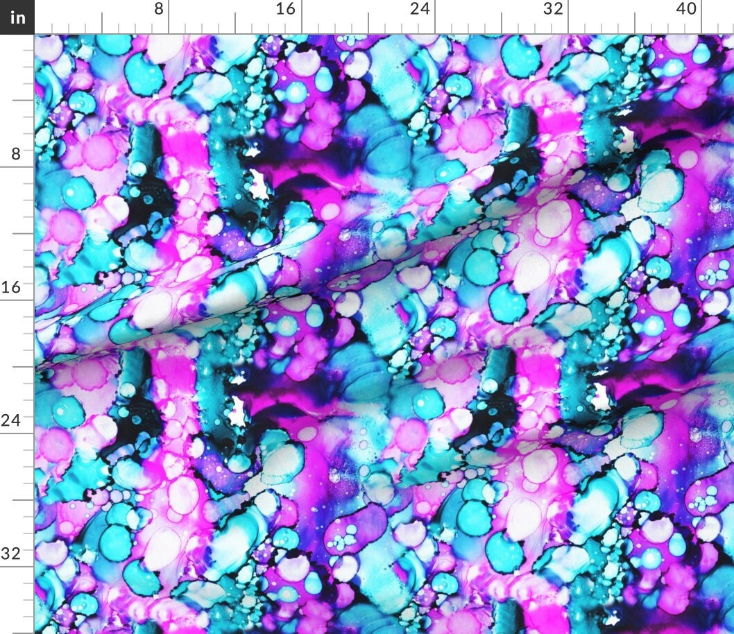 Purple Fabric Purple Aqua Abstract Watercolor by | Etsy