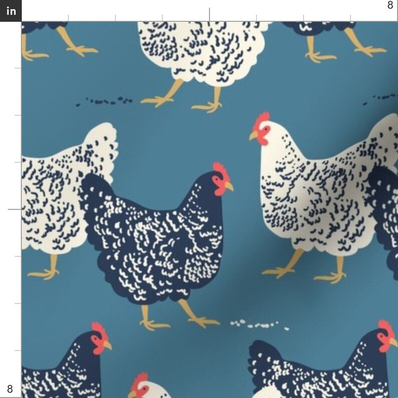 Farmhouse Chickens Fabric Farmhouse Chickens by Laura May - Etsy
