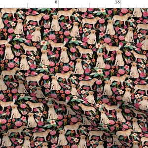Labrador Fabric Yellow Labrador Retriever Dog Floral Fabric by ...