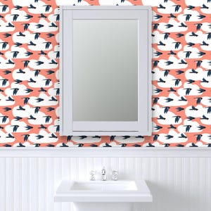 Birds Wallpaper - Migration Patterns M+M Coral by Friztin - Flying ...