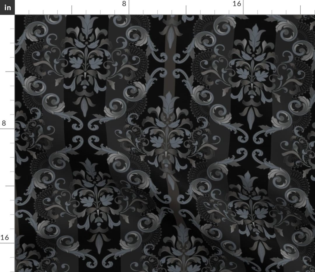 Gothic Victorian Fabric Black Floral Damask by Susie_b_designs Vintage ...