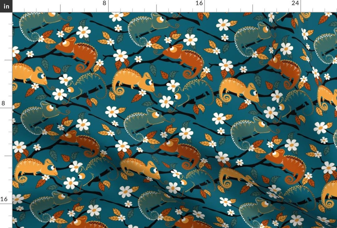 Chameleons Tropical Rainforest Animal Children's Fabric Chameleons by ...