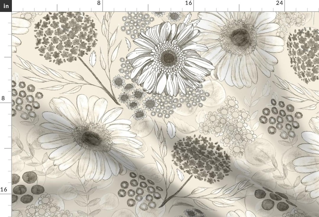 Neutral Floral Fabric - Handdrawn-flowers-earth-tones by Minnacinnamon ...