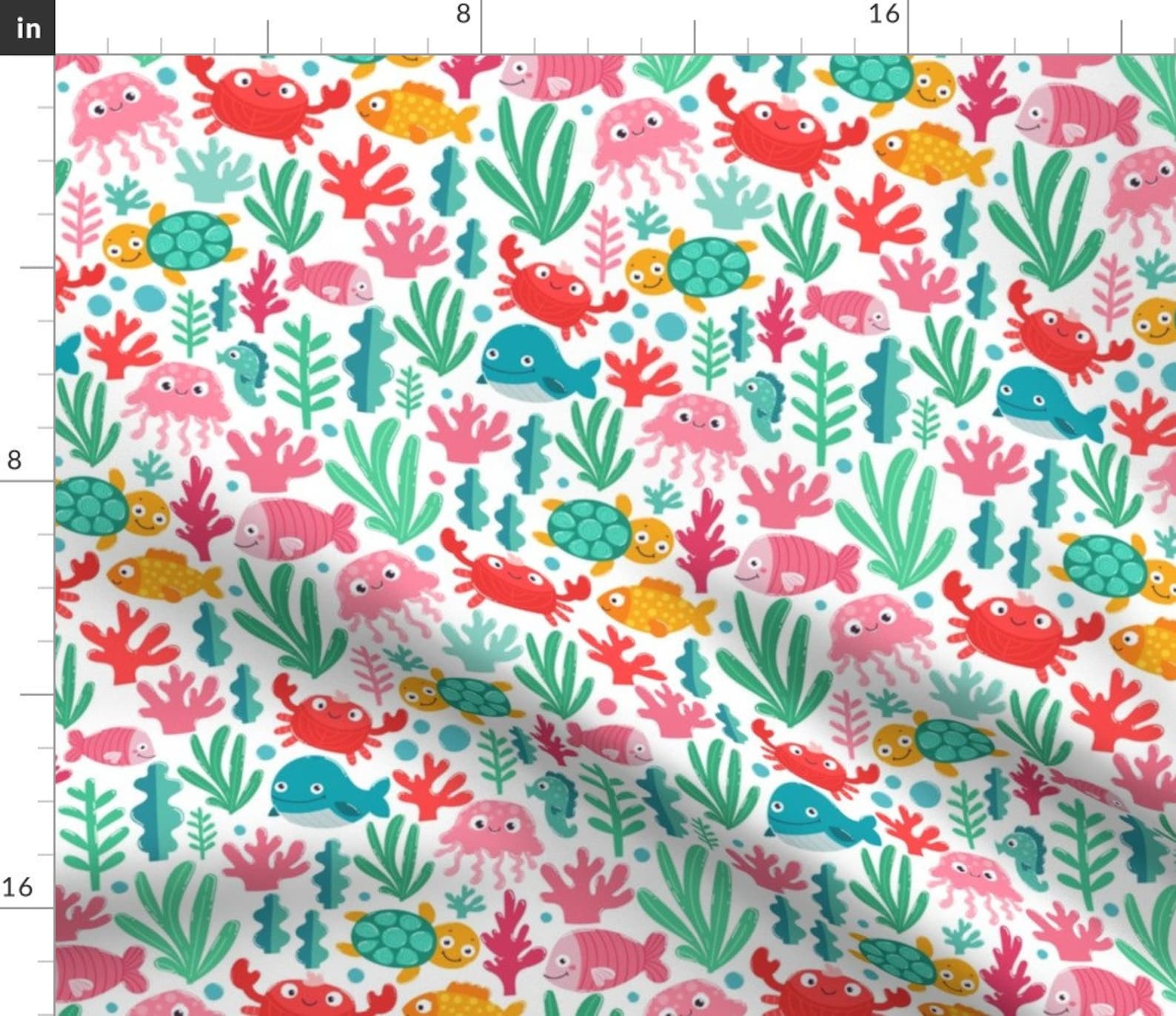 Sea Creature Fabric Under the Sea Animals by Kostolom3000 | Etsy