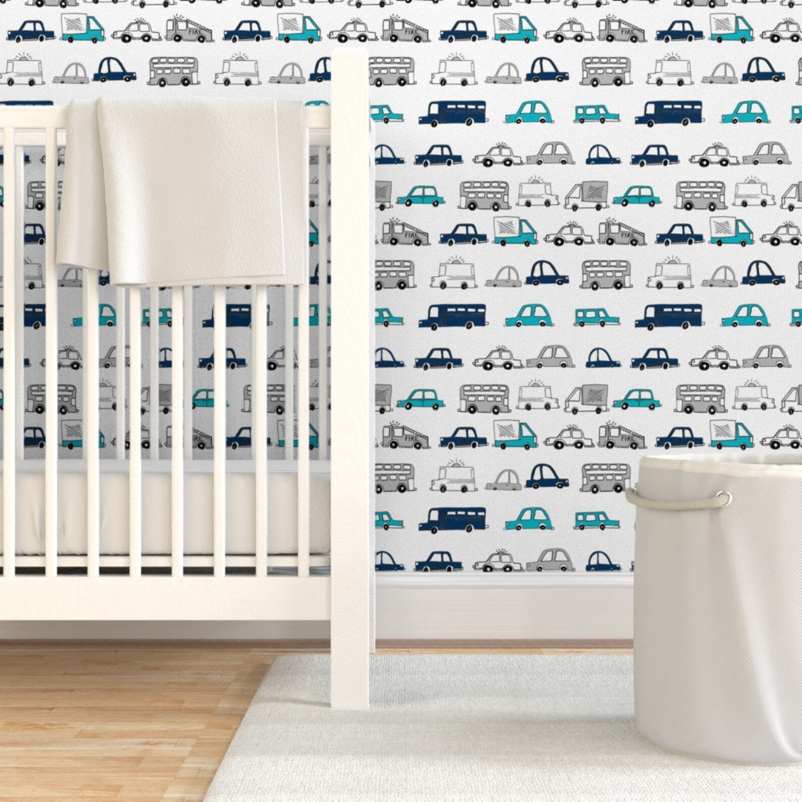 Car Wallpaper Cars Baby Boy Fabric Nursery Buses by Andrea - Etsy