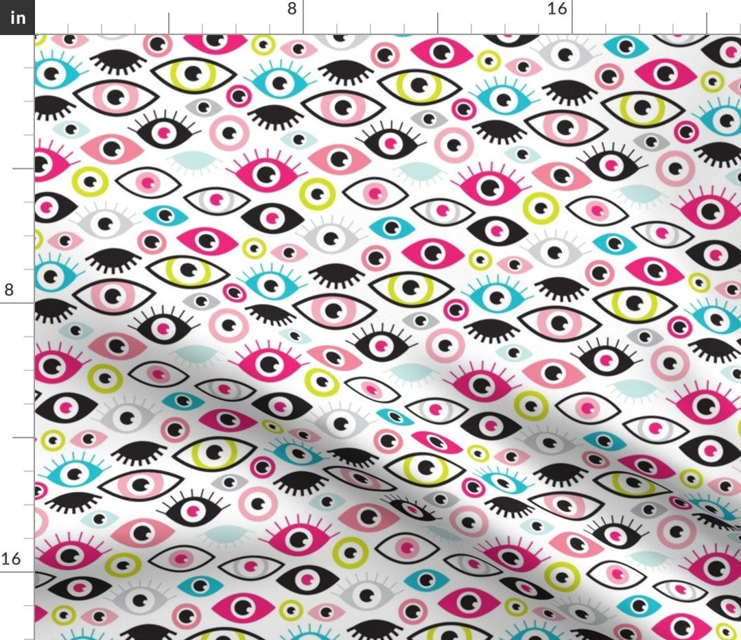 Eyes Fabric Beautiful Eyes Retro Eye Lash and Love Wink Retro by ...