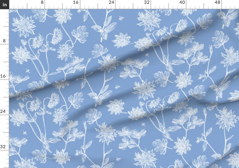 Blue And White Fabric Jacomina Toile Blueberry 2 By Lilyoake | Etsy