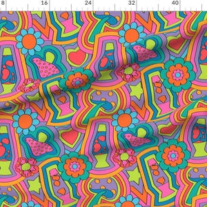1960s Trippy Fabric - Psychedelic by Yesterdaycollection - Neon Rainbow ...
