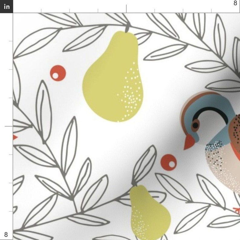 Christmas Partridge Fabric in A Pear Tree by Shelbyallison - Etsy