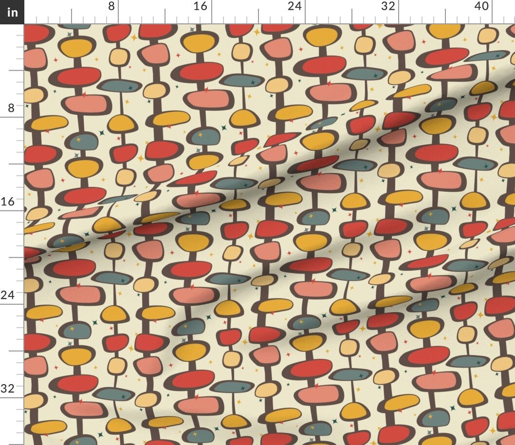 Geometric Fabric Mid-century Modern Bead and Star by | Etsy