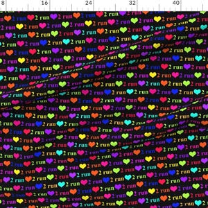 Love to Run Fabric - Love 2 Run by Bags29 - Running Exercise Hearts ...
