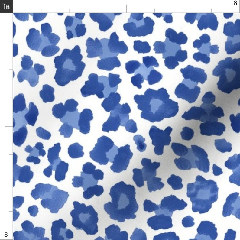 Leopard Print Fabric 8 Blue on White Leopard Print by - Etsy