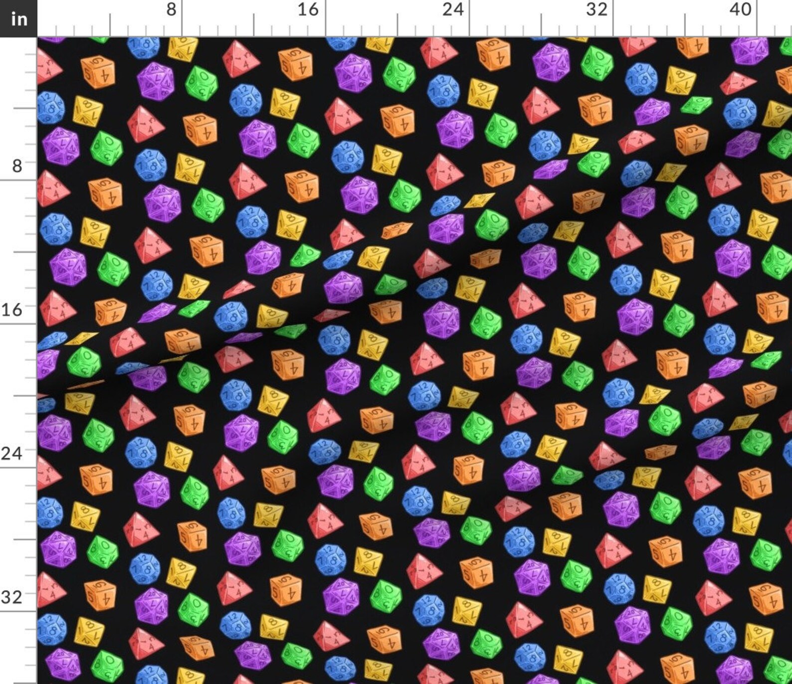 Rainbow Dice Fabric Rainbow Jelly Dice in Black by - Etsy