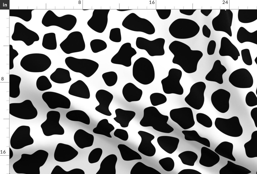 Cow Print Fabric - Mooo Cycle Kisses Cow Spots by Bzbdesigner - Black ...