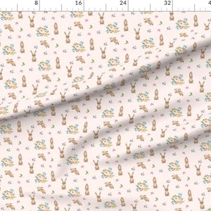 Spring Bunnies Fabric Spring Time Fun Bunnies / Pink by Shopcabin Bunny ...