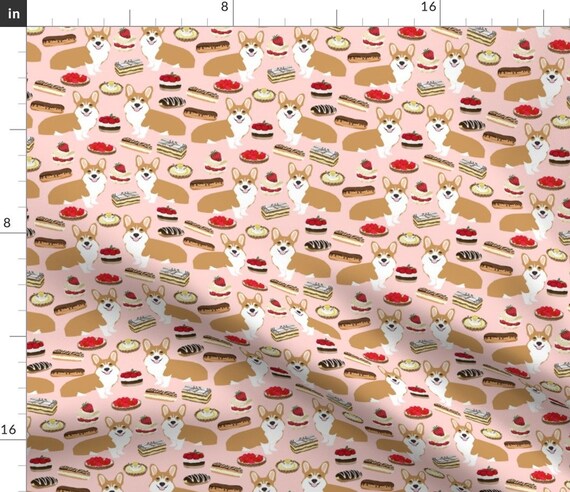 Corgi Pastry Fabric Bakery Fabric Patisserie Food Cake | Etsy