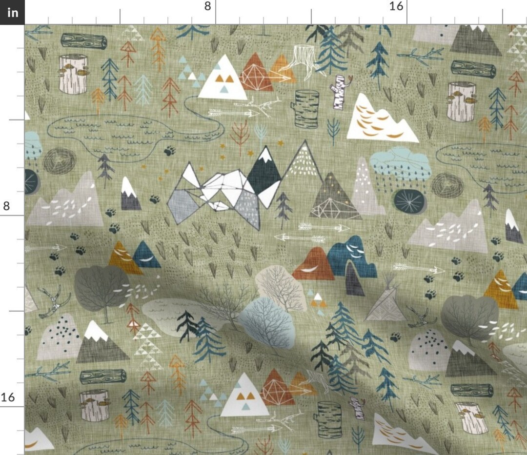 Map Fabric Max's Map olive Custom Fabric by Nouveau - Etsy